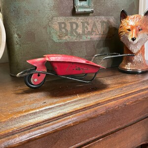 Vintage Toy Wheelbarrow, Miniature Red Metal Wheelbarrow - Etsy