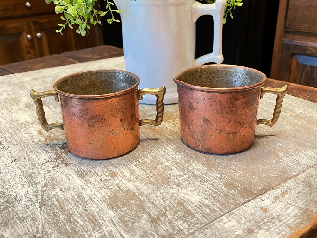 Vintage Handmade Hammered Copper Creamer and Open Sugar Made by ...