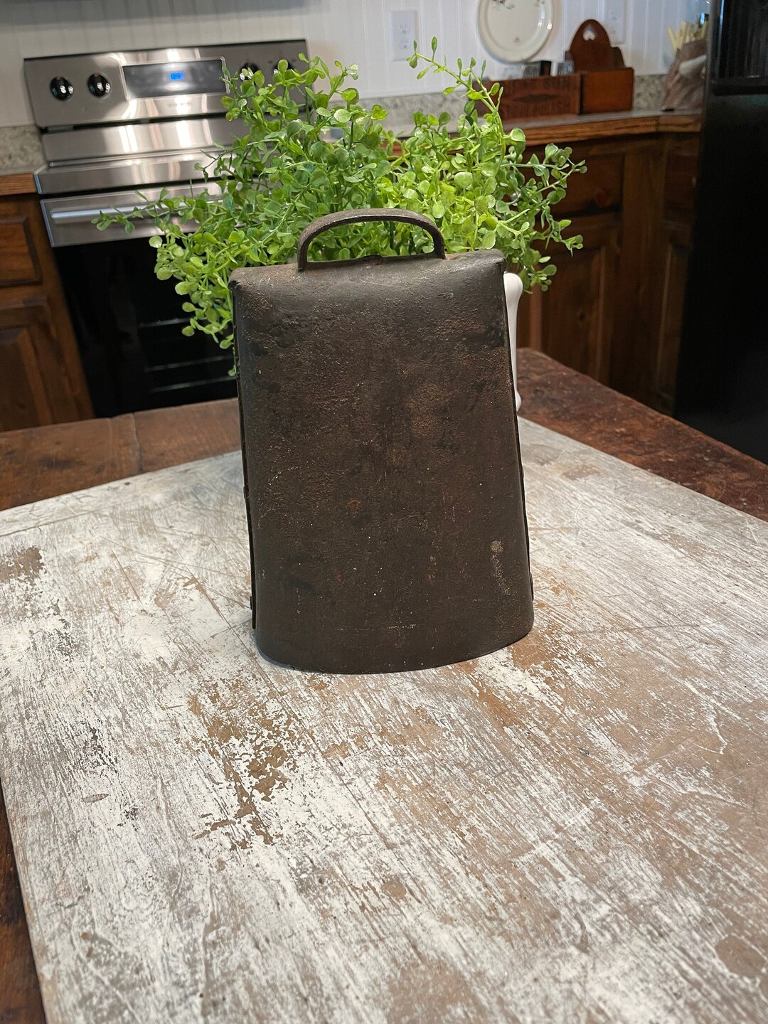 Antique Large Cow Bell, Early 1900's 7 1/2 Tall Hand Forged Iron Bell ...