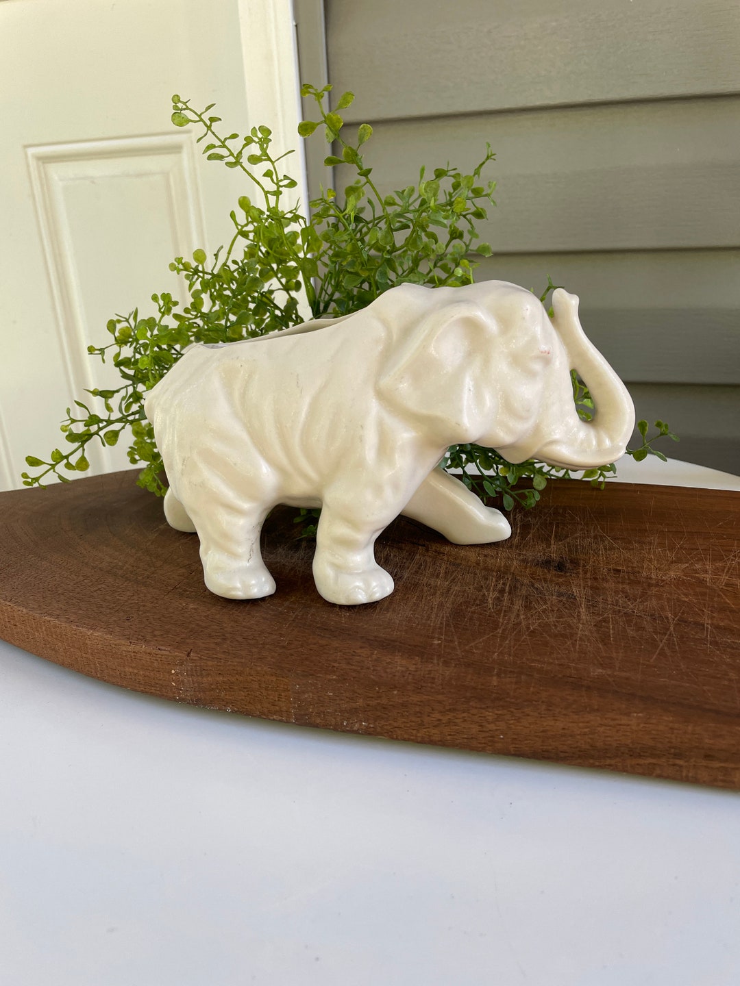 Vintage White Elephant Planter 1940's or 1950's Matte White Flower Pot ...