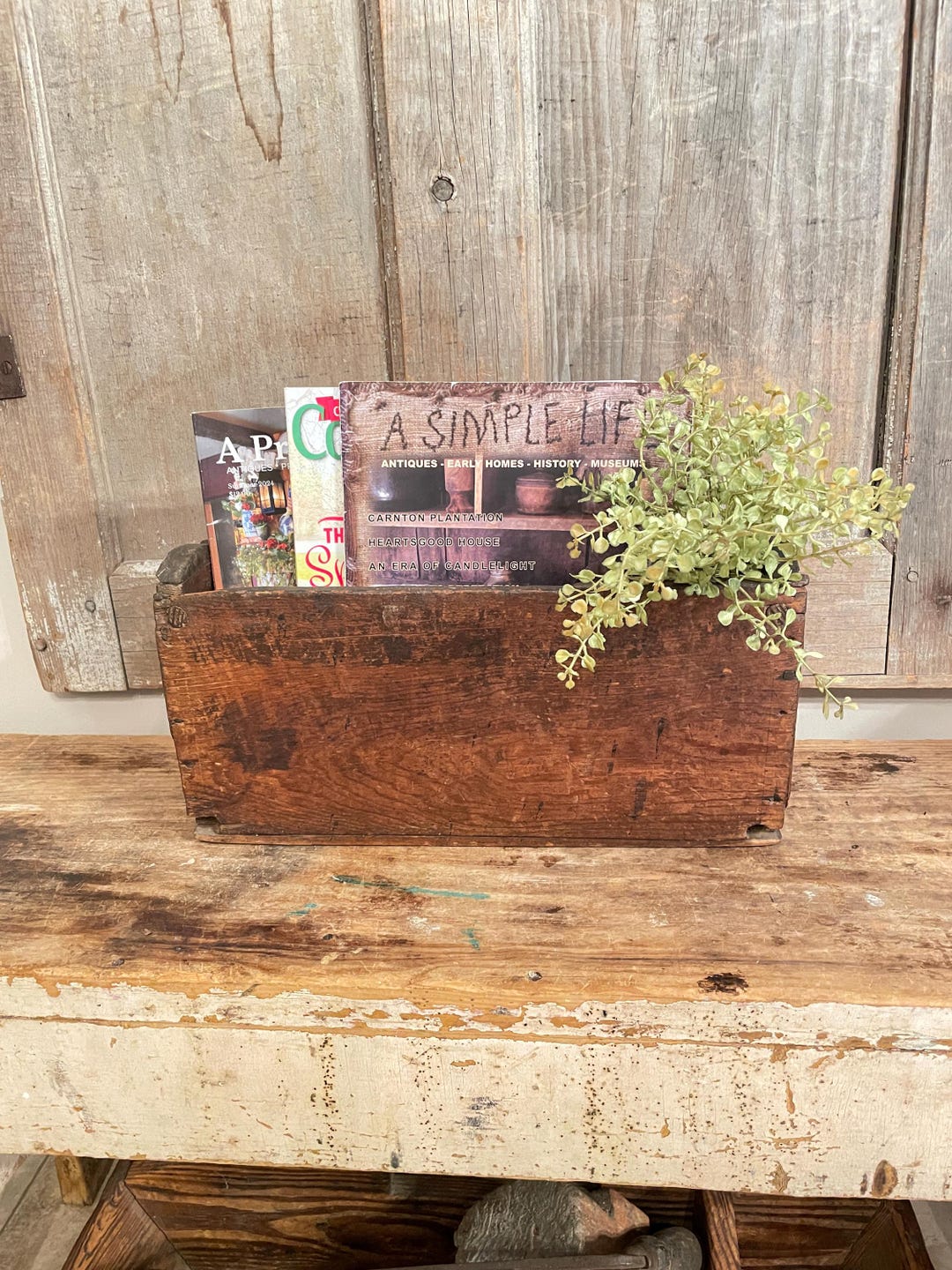 Antique Make-do Storage Box, Late 1800's to Early 1900's Handmade Dark ...
