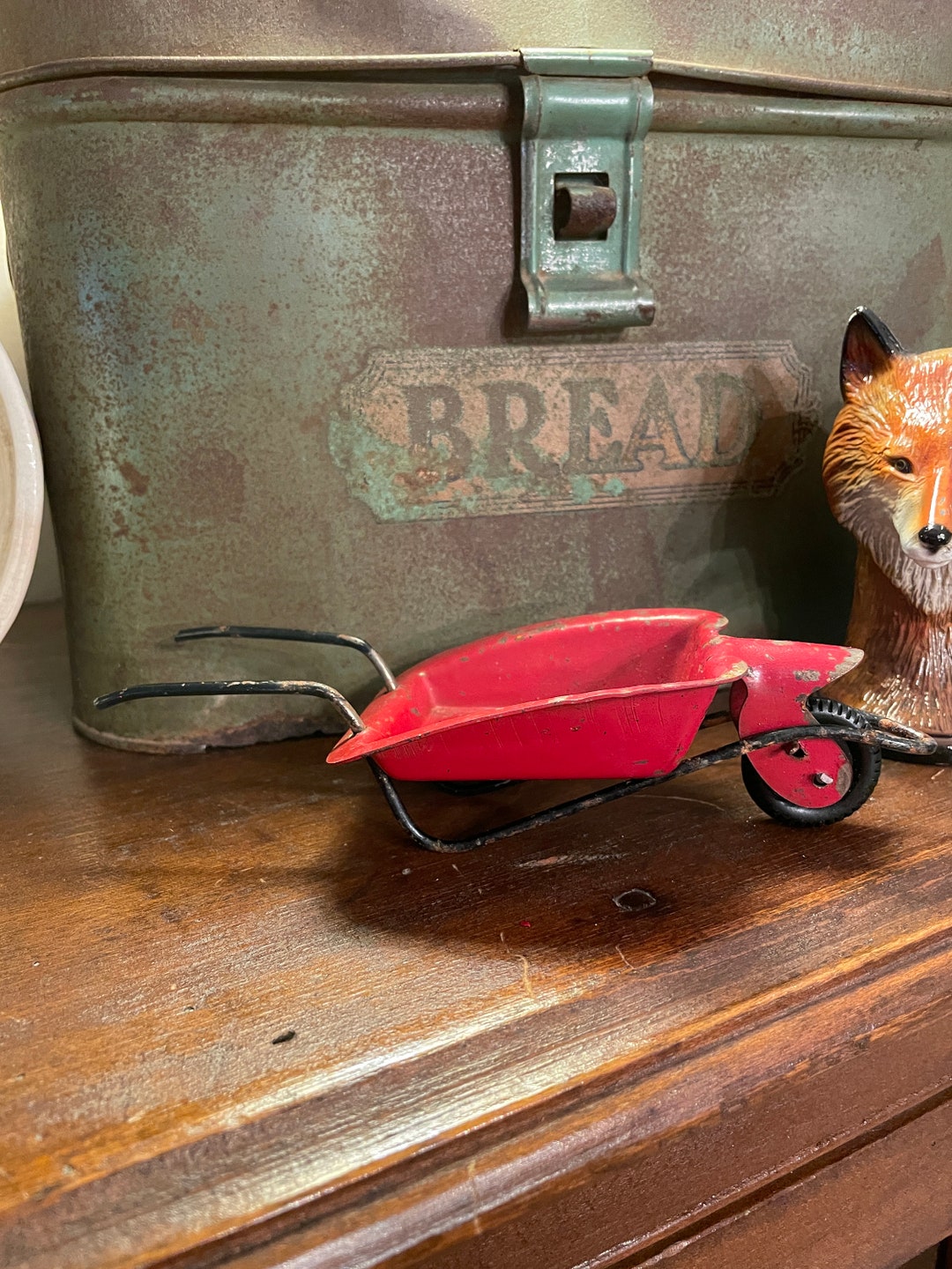 Vintage Toy Wheelbarrow, Miniature Red Metal Wheelbarrow - Etsy