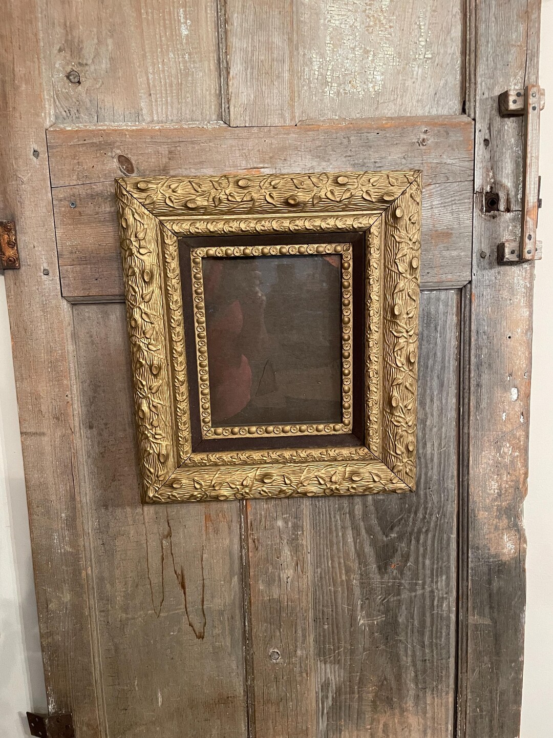 Antique Gold Art Nouveau Picture Frame, 1890-1910 Tree Bark and Leaf ...
