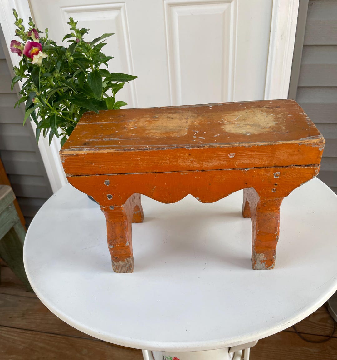 Antique Wooden Cricket Stool, Early 1900's Small Milking Stool With ...