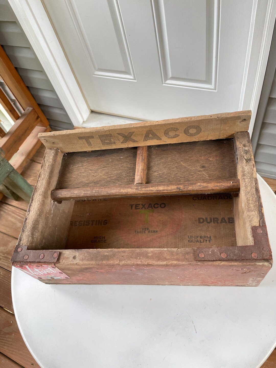 Vintage Upcycled Wooden Texaco Box, 1940's or 1950's Texaco Crate With ...