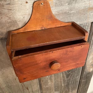 Vintage Wall Box With Drawer, Wall Shelf With Drawer, Primitive Wall ...