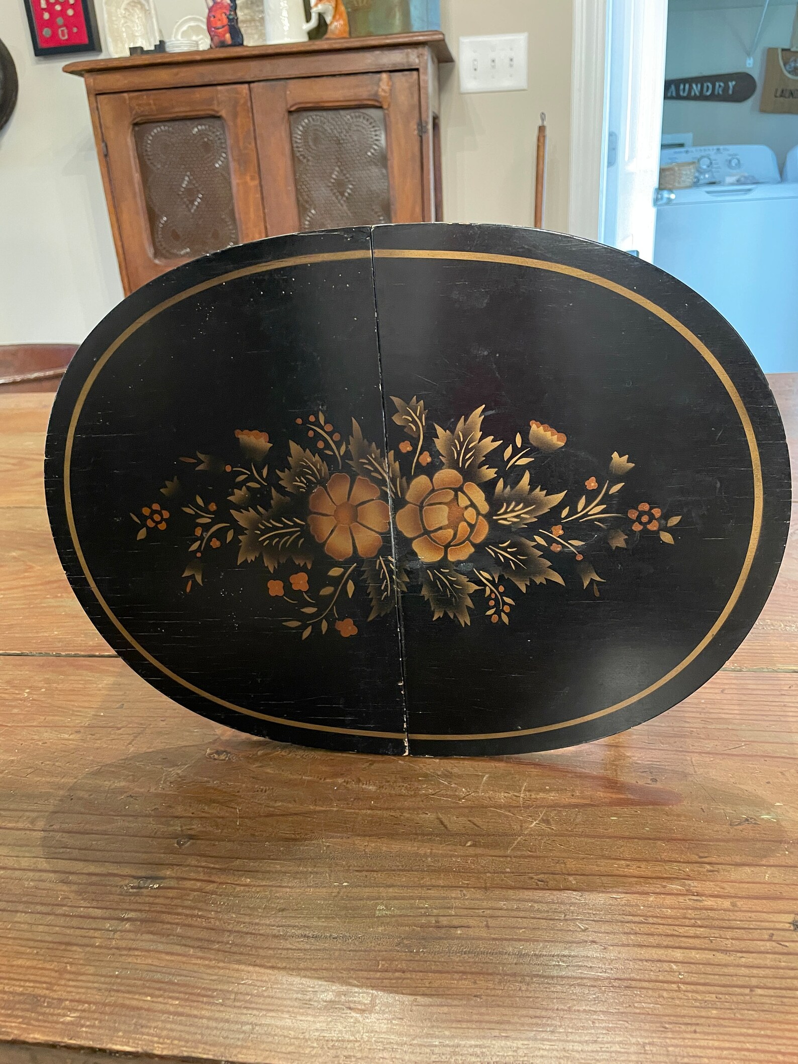 Vintage Hitchcock Small Folding Table With Floral Stencil - Etsy