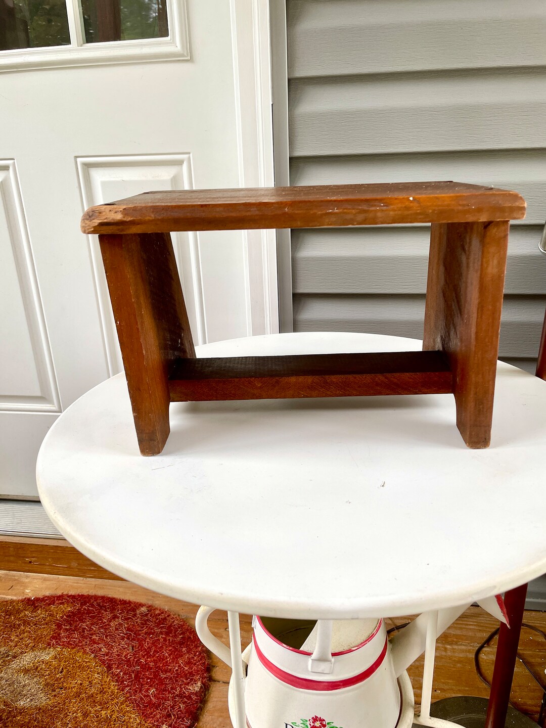 Vintage Small Handmade Cherry Stool, Early 1900's, Small Rustic Stool ...