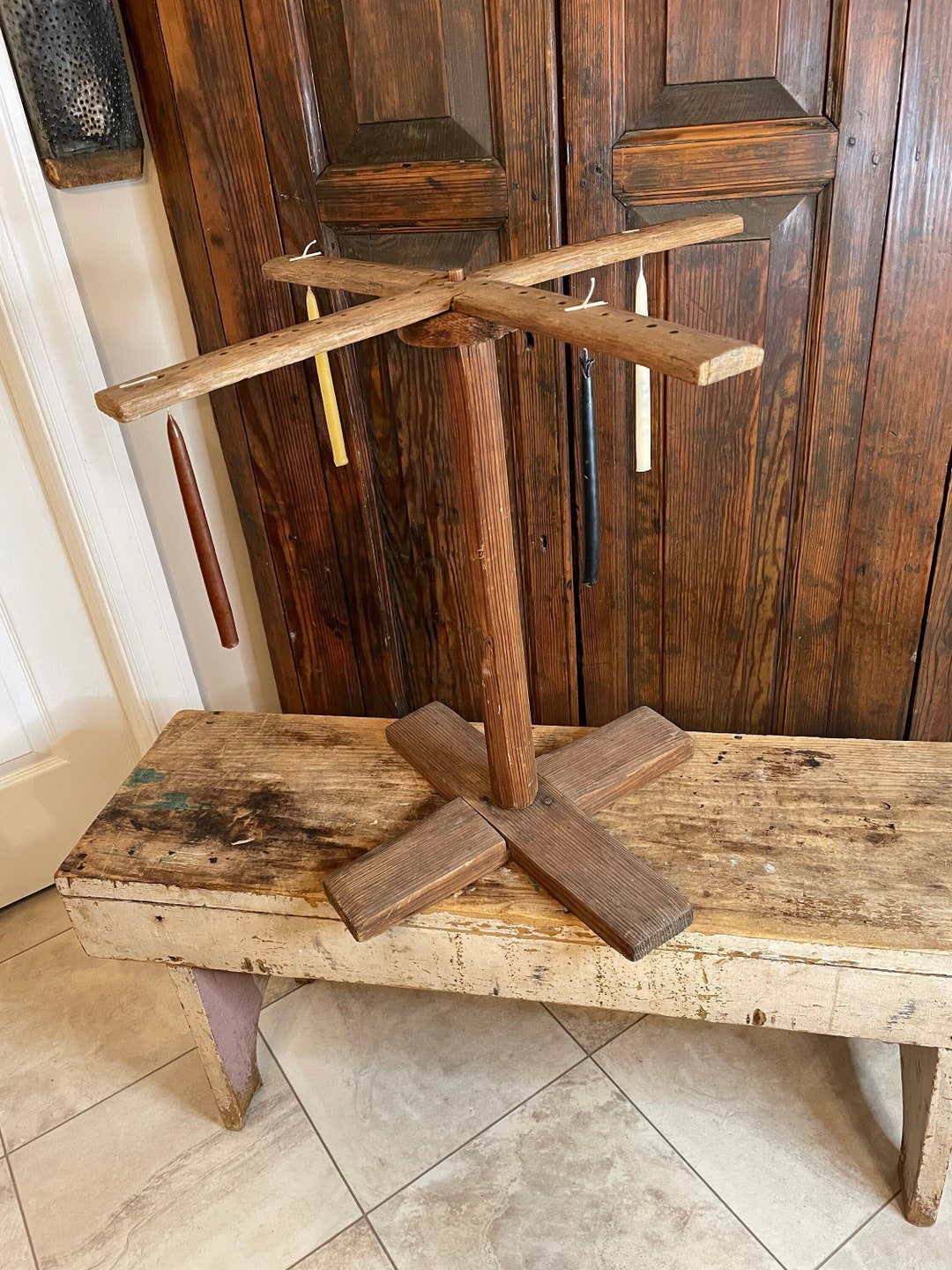 Antique Rotating Candle or Herb Drying Rack 1800's, Primitive Standing ...