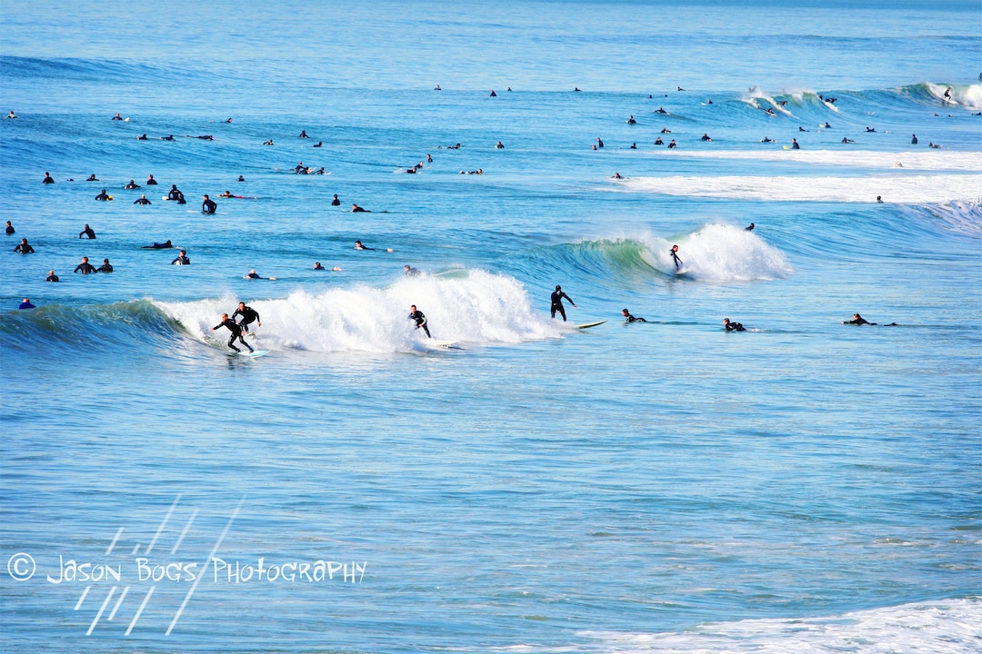 Surf Photography - Surfing Lineup in Huntington Beach California - 5X10 ...
