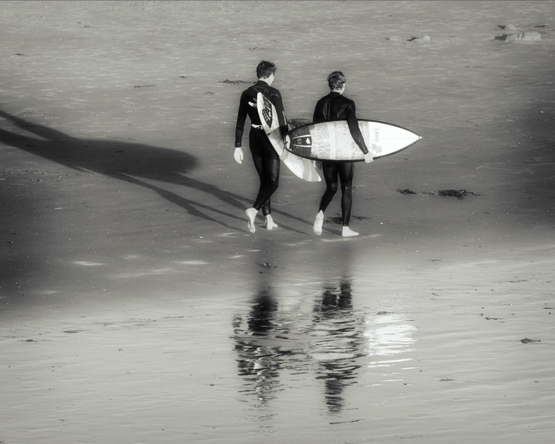 Surfing Photo - Surfers Walking on the Beach - 8x10 Black & White Beach ...
