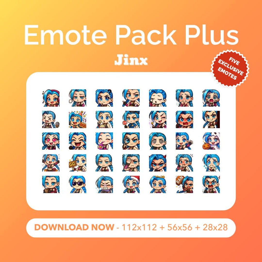 Jinx Chibi Emote Ultimate Pack | X35 Jinx Emotes for Streamers, Discord ...