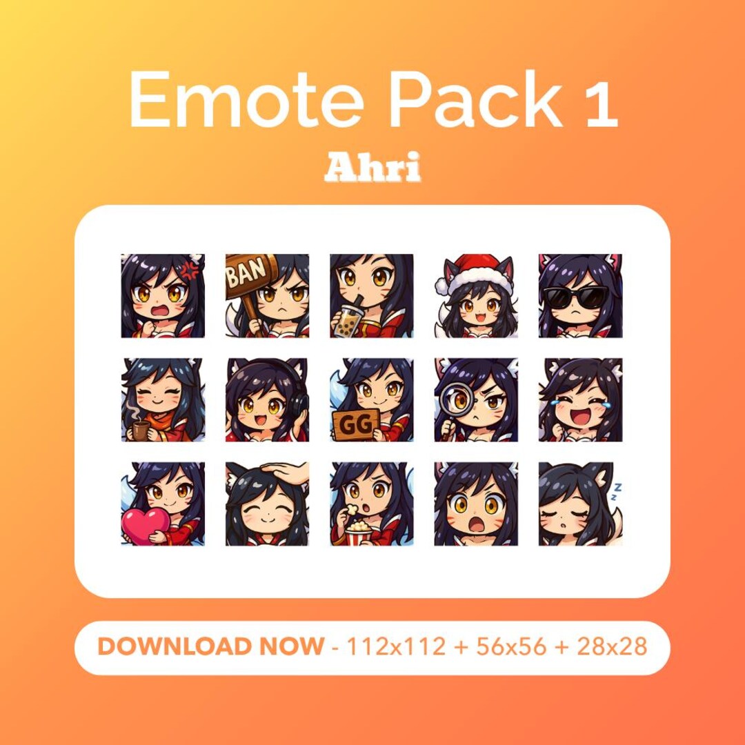 Ahri Chibi Emote Pack 1 | X15 Ahri Emotes for Streamers, Discord ...