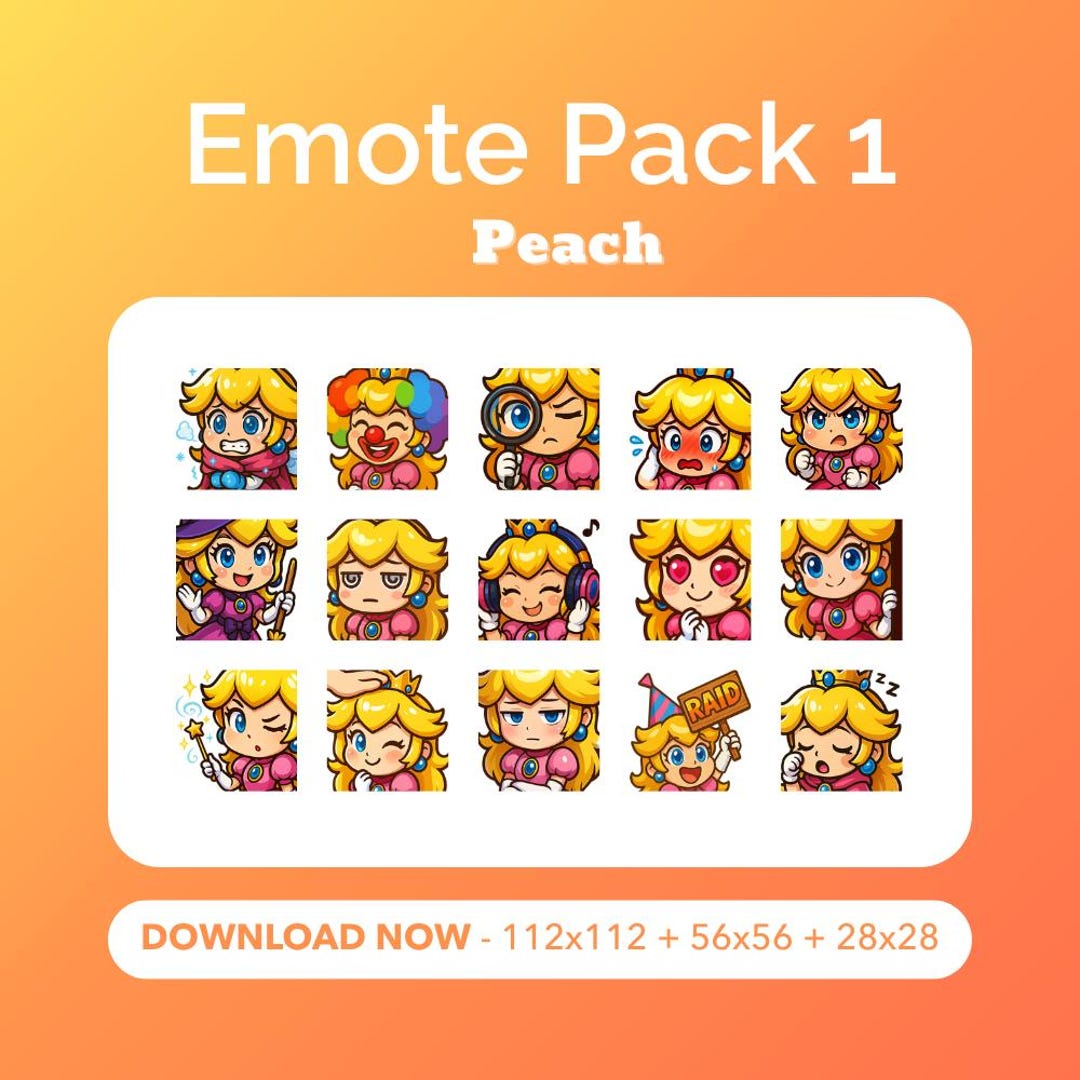 Peach Chibi Emote Pack 1 | X15 Peach Emotes for Streamers, Discord ...