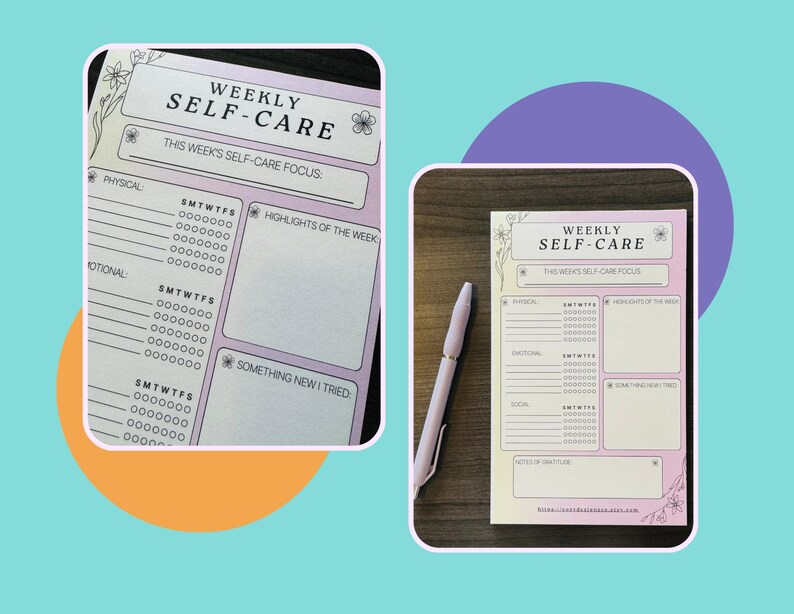 Weekly Self-care Notepad | 5.5” X 8.5” Wellness Planner | 50 Lined ...