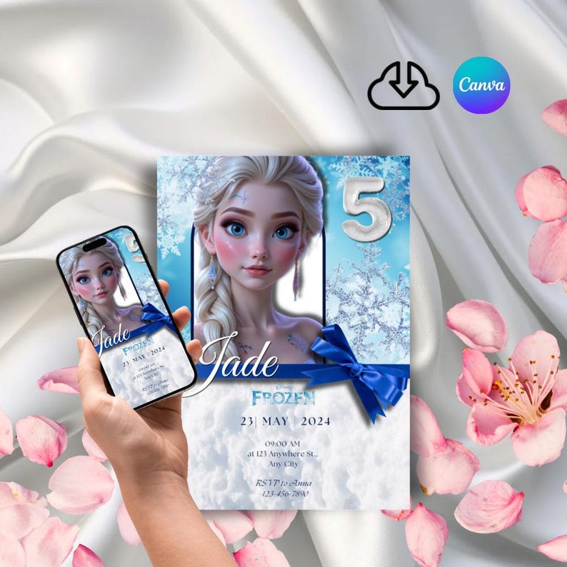 Editable Ice Princess Birthday Invitation | Blue Snowflake Girl Invite ...