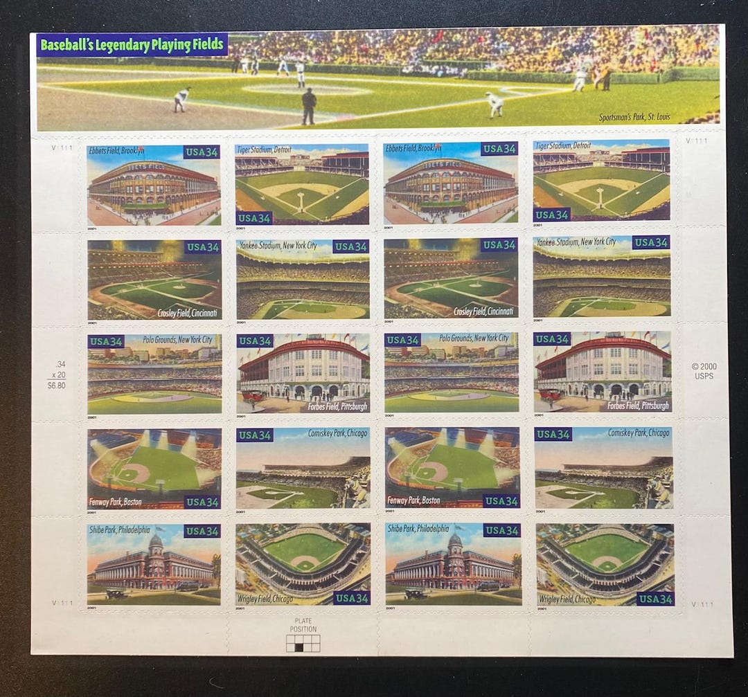 Baseball Legendary Fields Stamp Sheet - Etsy