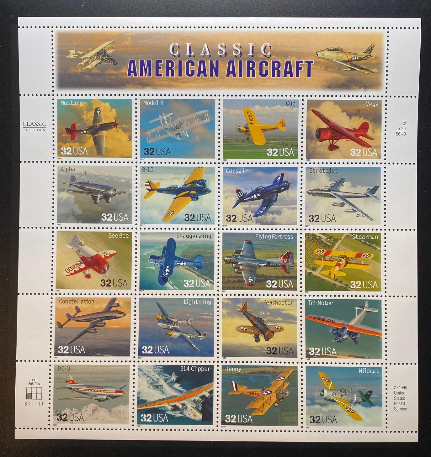 American Aircraft Stamp Sheet - Etsy