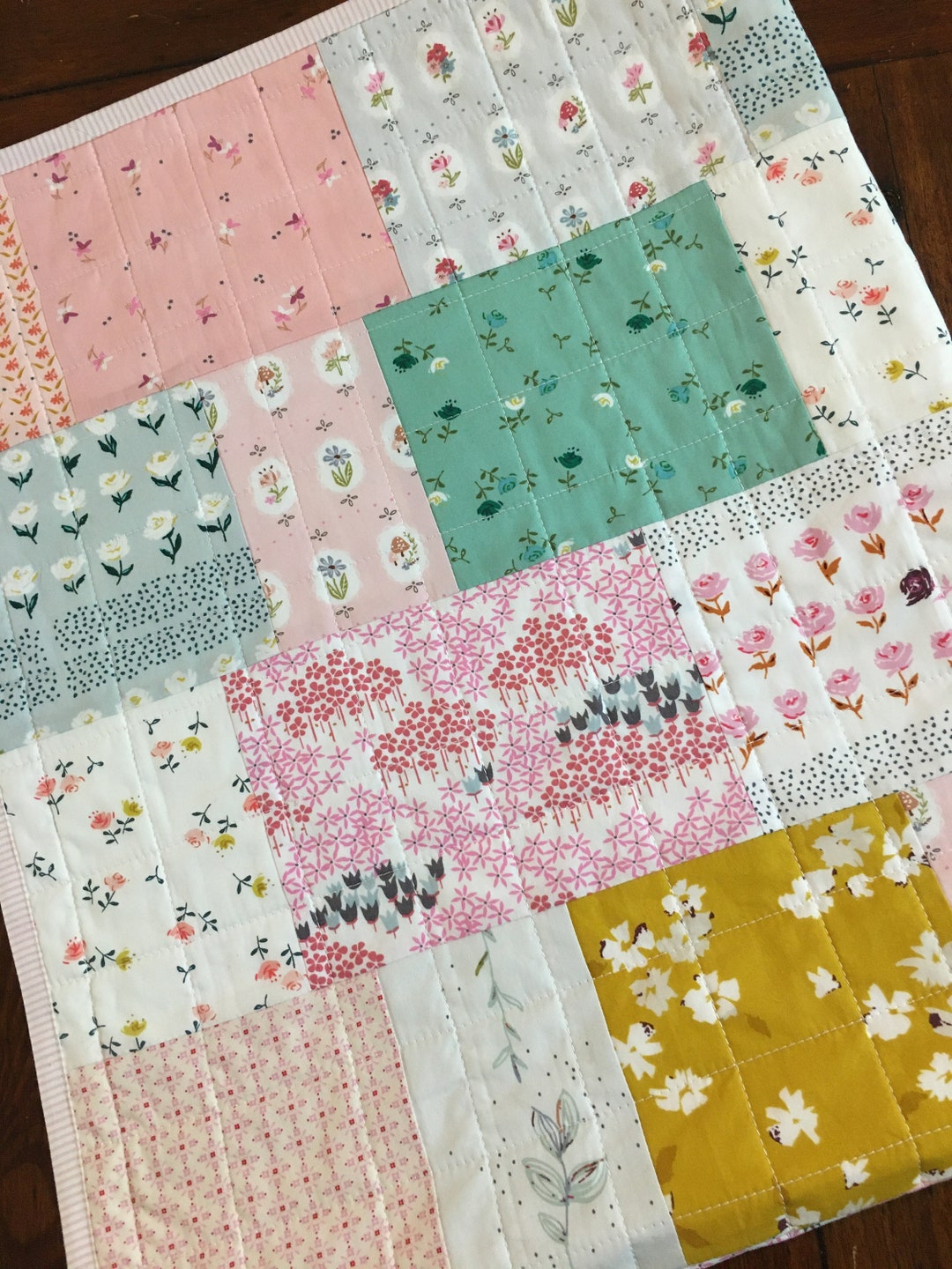 Art Gallery Velvet Patchwork Baby Girl Quilt - Etsy