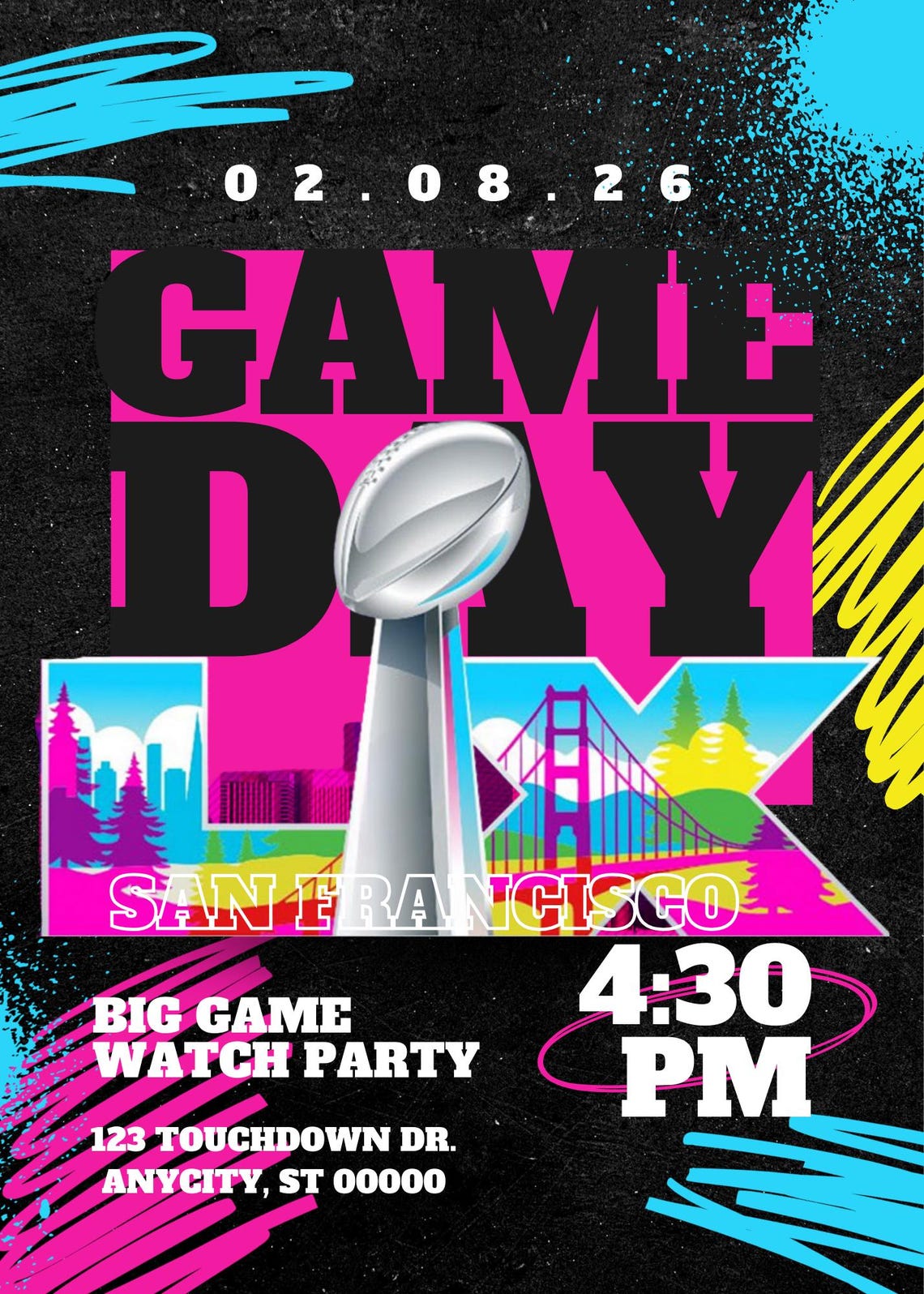 2026 Super Game Day Football Party Invite: San Francisco LX | Football ...
