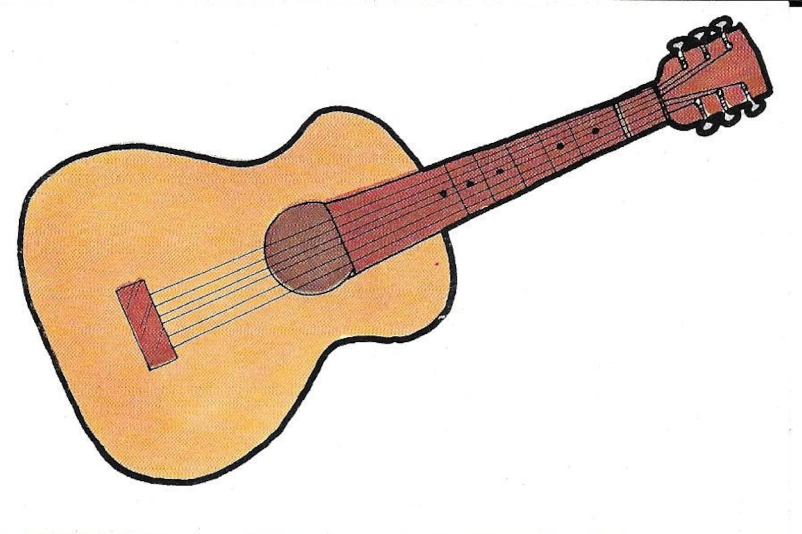 Vintage Children's Illustrated Musical Instrument Game Card - Guitar - Etsy