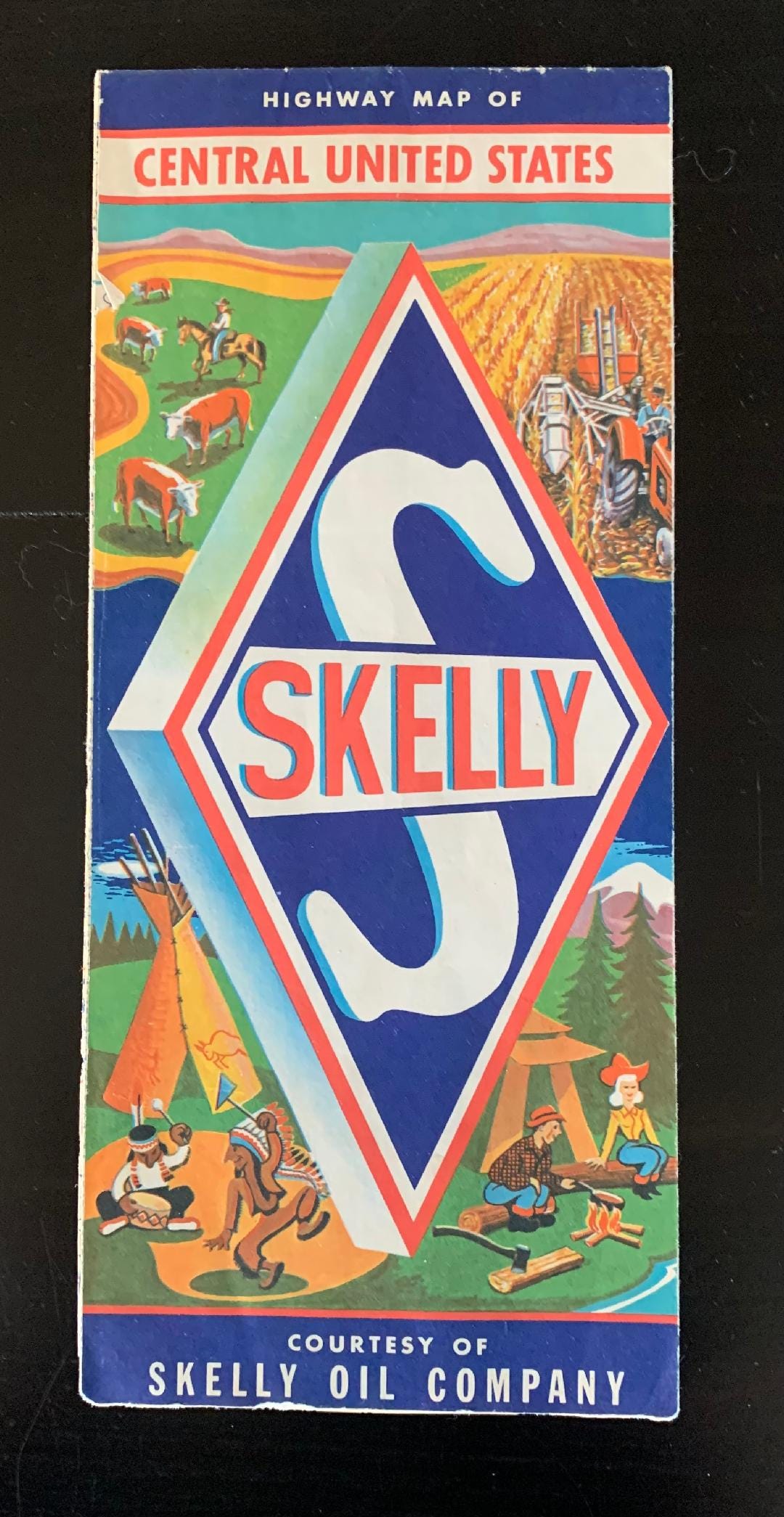 Vintage Midcentury Guide- Road Map - Skelly Oil Co. Ad - Highway Map of ...