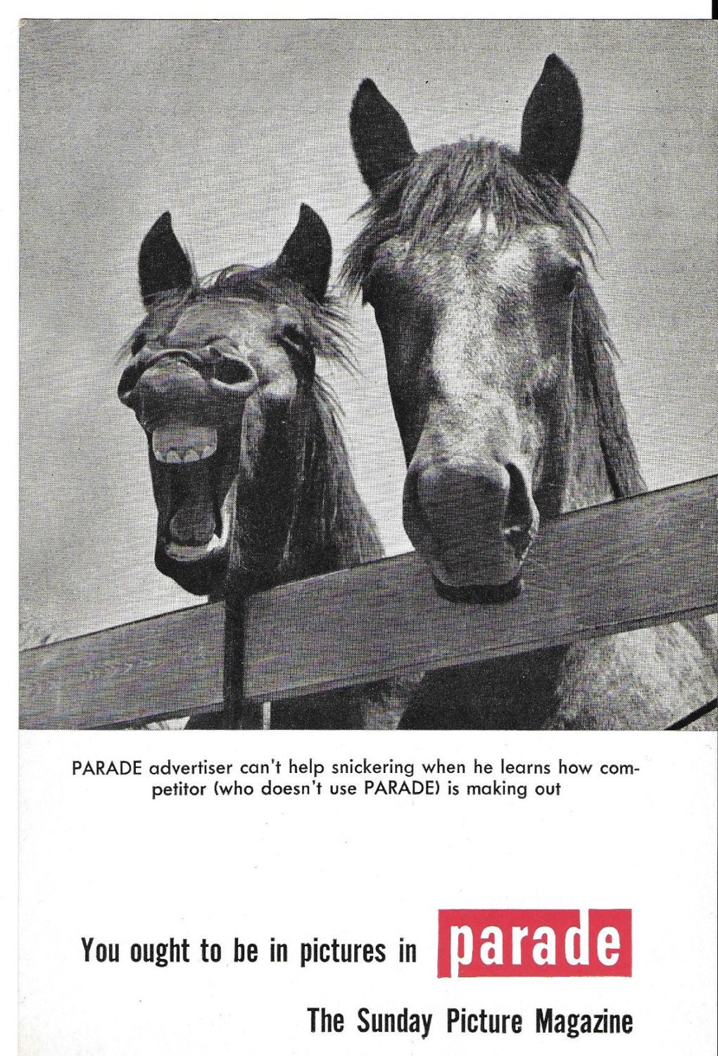 Vintage Mid Century Horse Advertisement Parade Magazine | Etsy