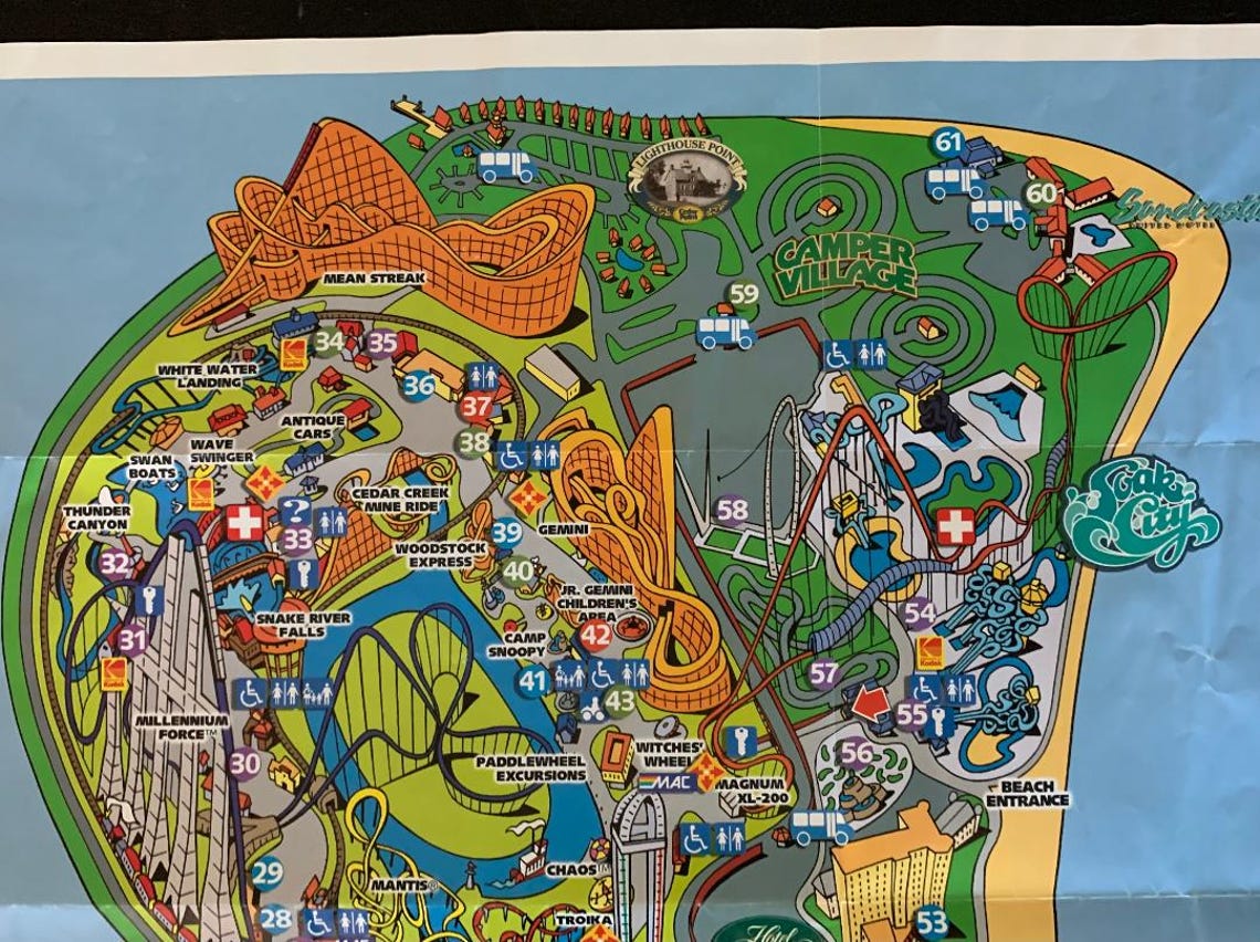 Vintage 2000's Cedar Point Amusement Park Guide & Map - 2001 - Etsy