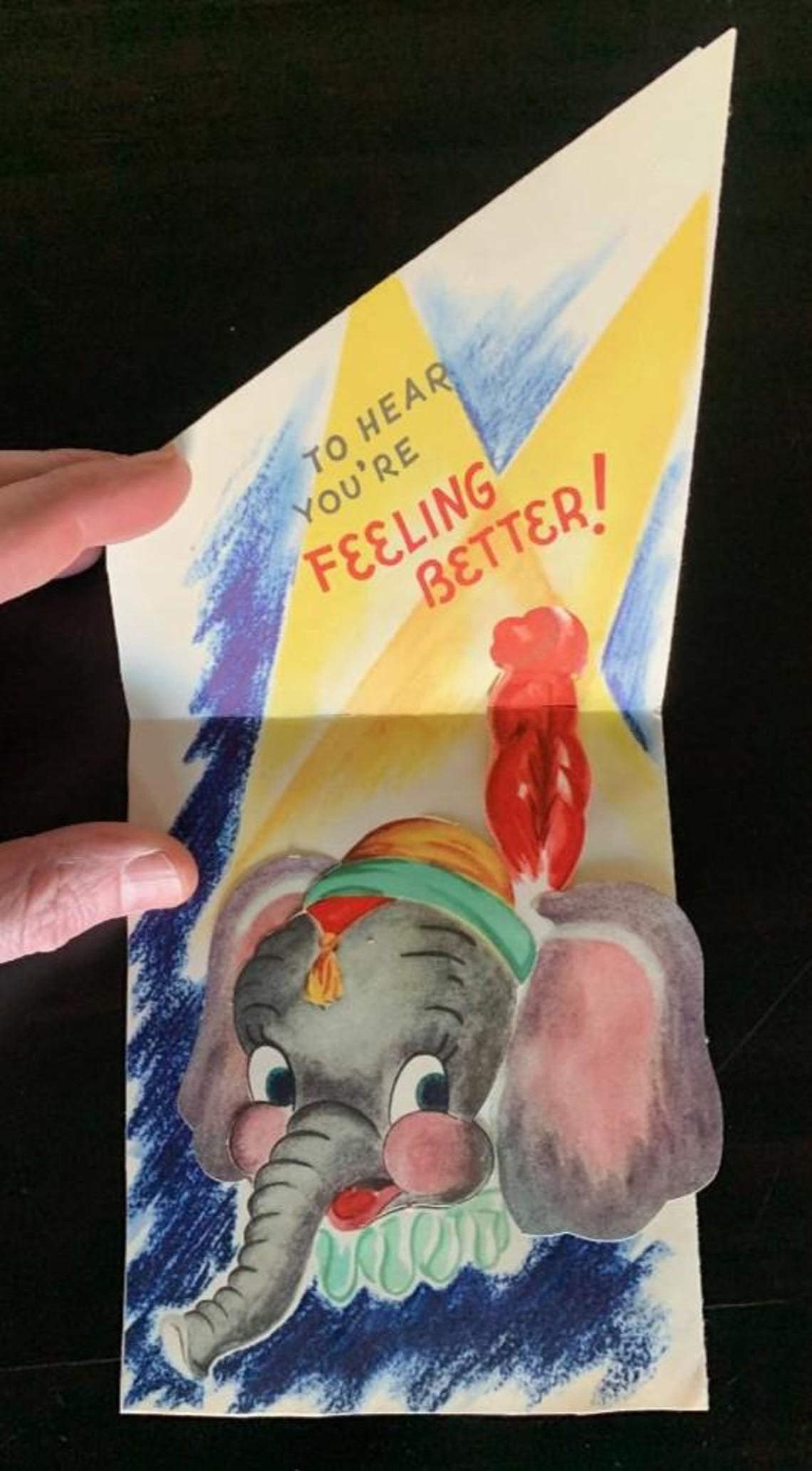 Vintage Midcentury Unused Greeting Card - Feel Better - Elephant - Etsy
