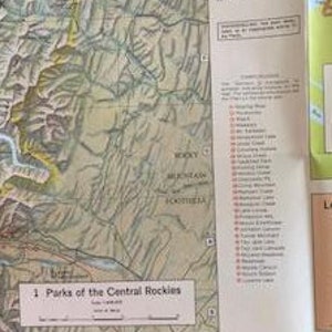 Vintage 1980's Guide- Map - Parks of the Canadian Rockies - 1985 - Road ...