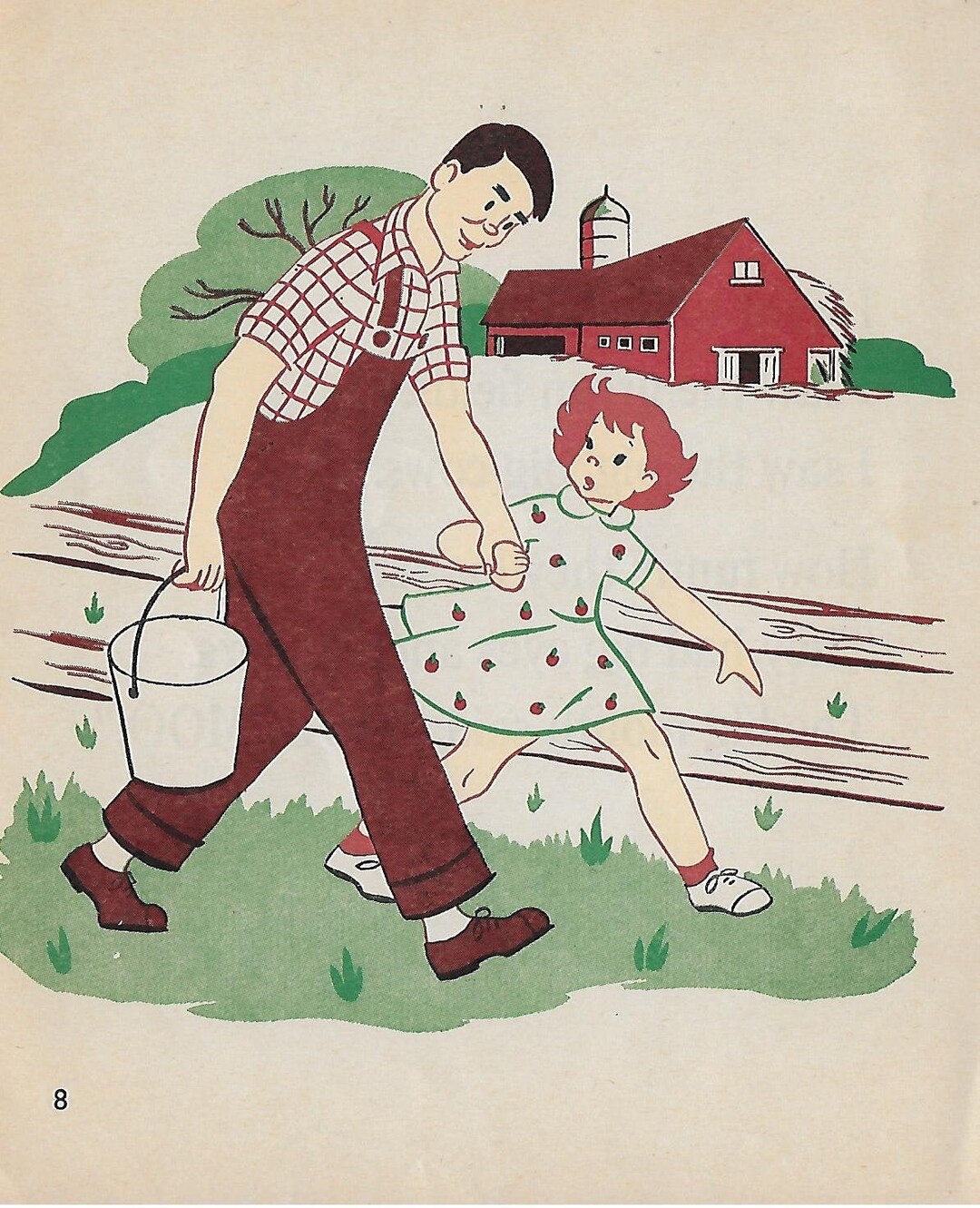 Original Vintage Mid Century Illustration Dad and Daughter by Alicia ...