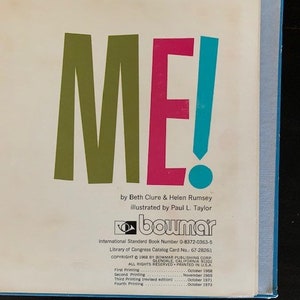 Vintage 1970's Children's Illustrated Book - Me! - Beth Clure & Helen ...