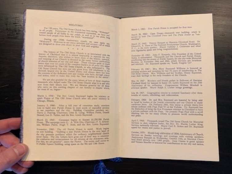 Vintage 1970 - 150th Anniversary - Ceremony Program - Old Stone Church ...
