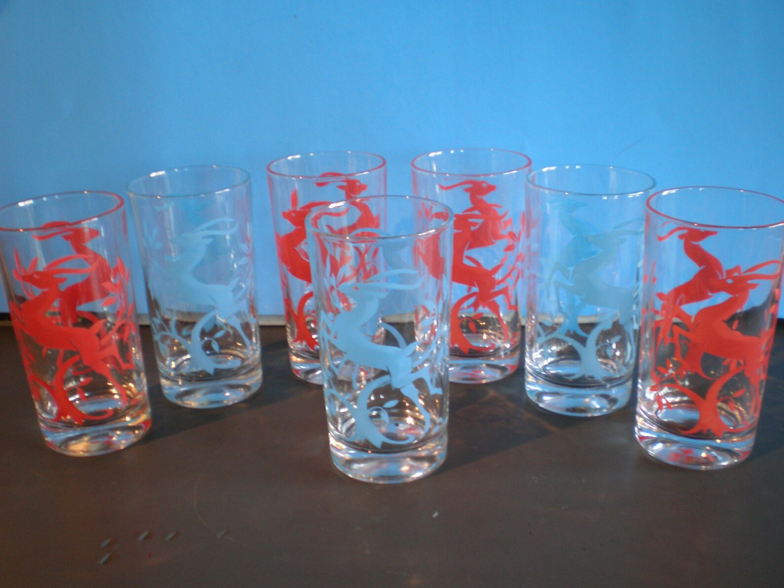 Vintage Mid Century Bar Glasses Set of Seven - Etsy