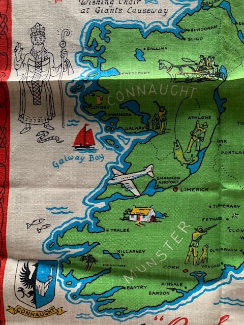 Vintage Mid Century Irish Linen Illustrated Travel Kitchen | Etsy