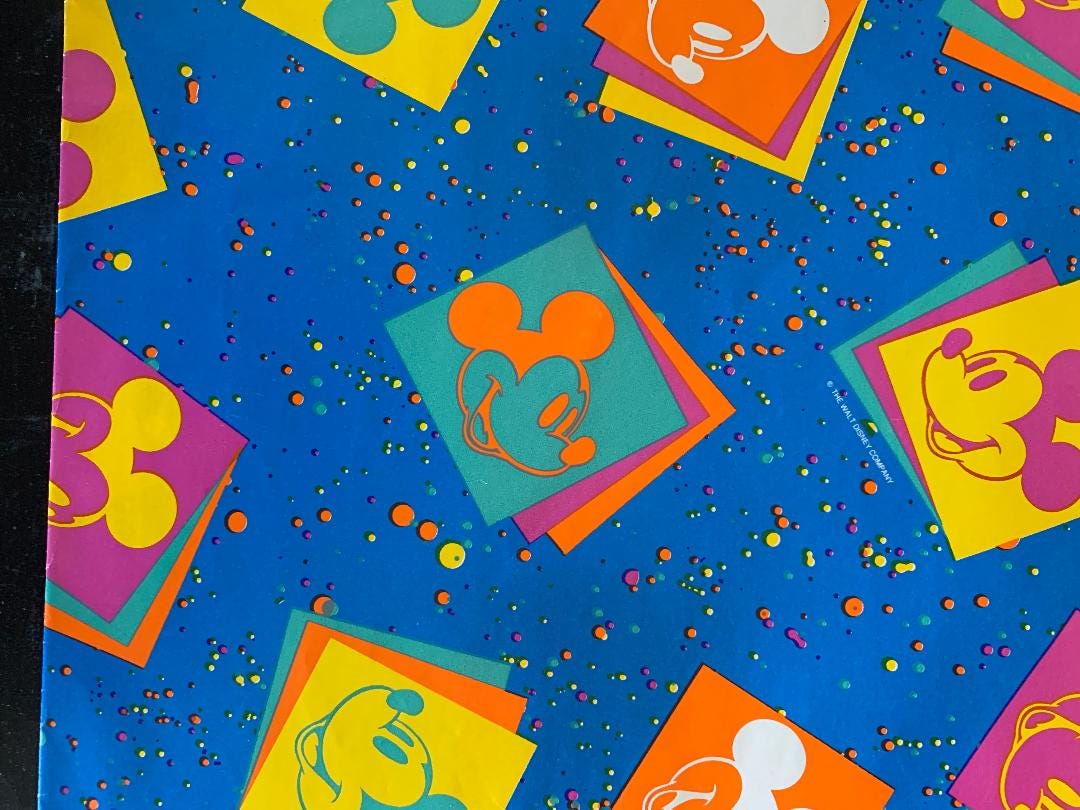 Vintage Unused 1990's Gift Wrapping Paper - Mickey Mouse - Etsy