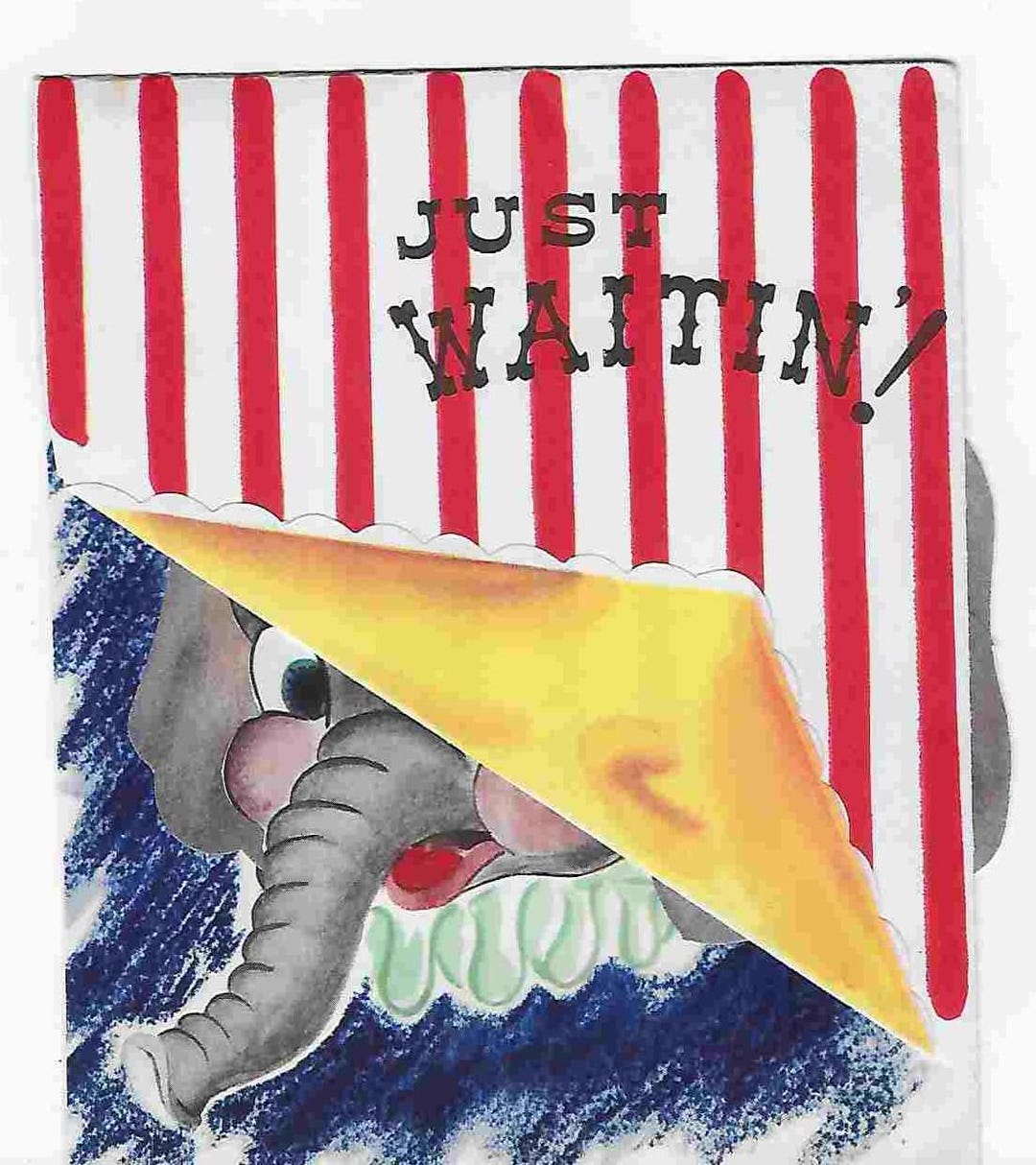 Vintage Midcentury Unused Greeting Card - Feel Better - Elephant - Etsy