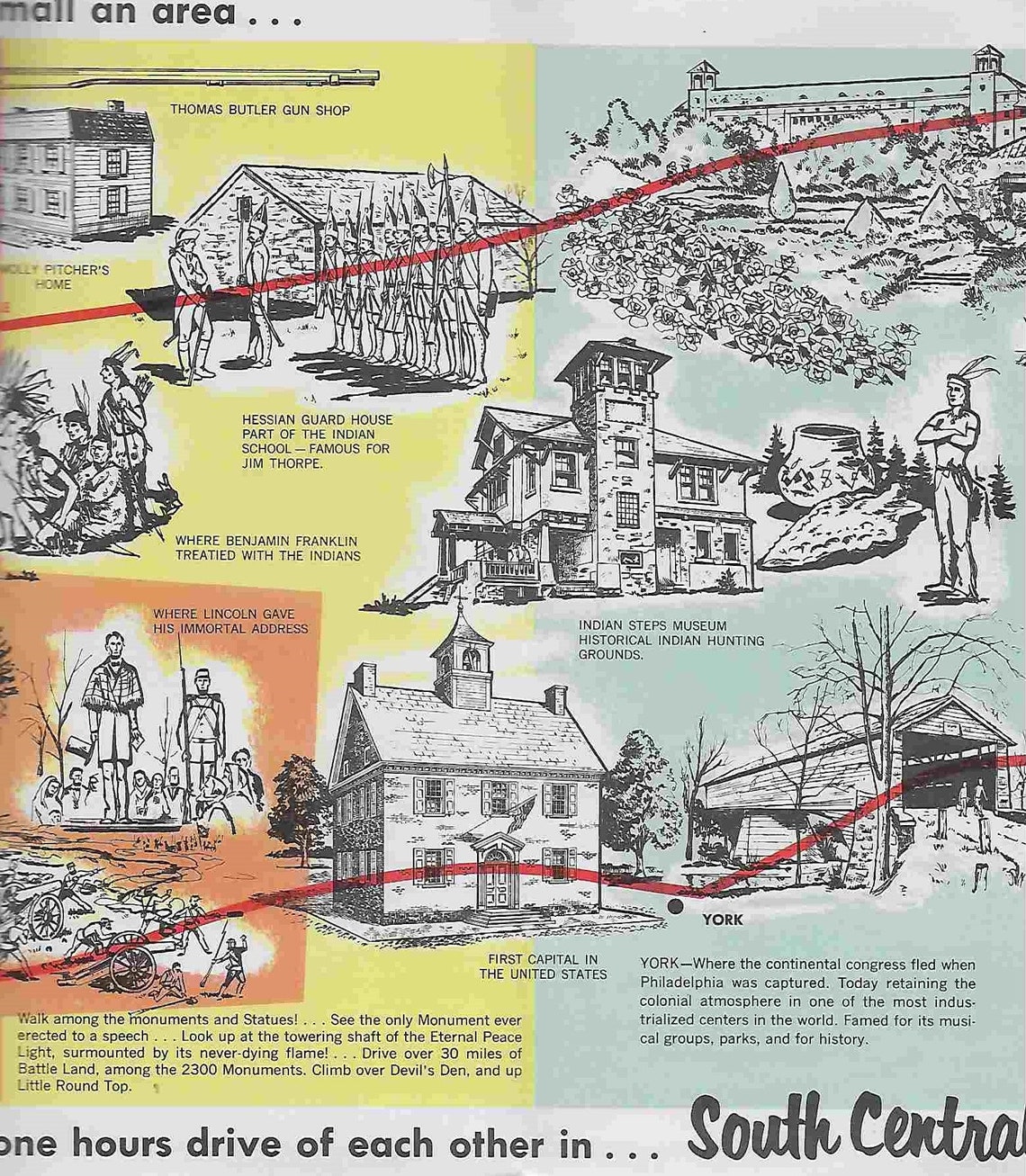Vintage Mid-century Travel - Road Trip Brochure - Pennsylvania South ...
