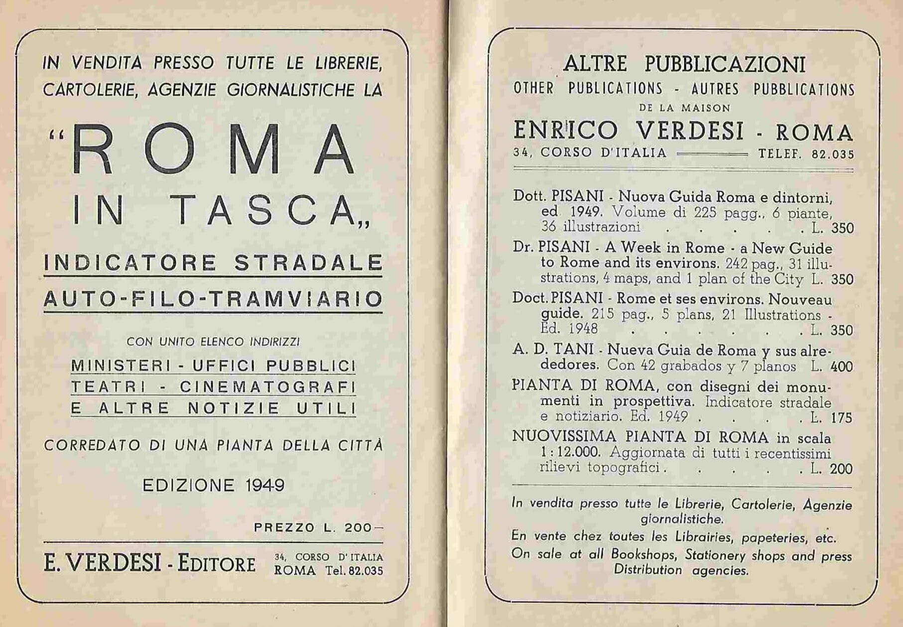 Vintage 1940's Travel Guide Italian Guide to Rome - Etsy