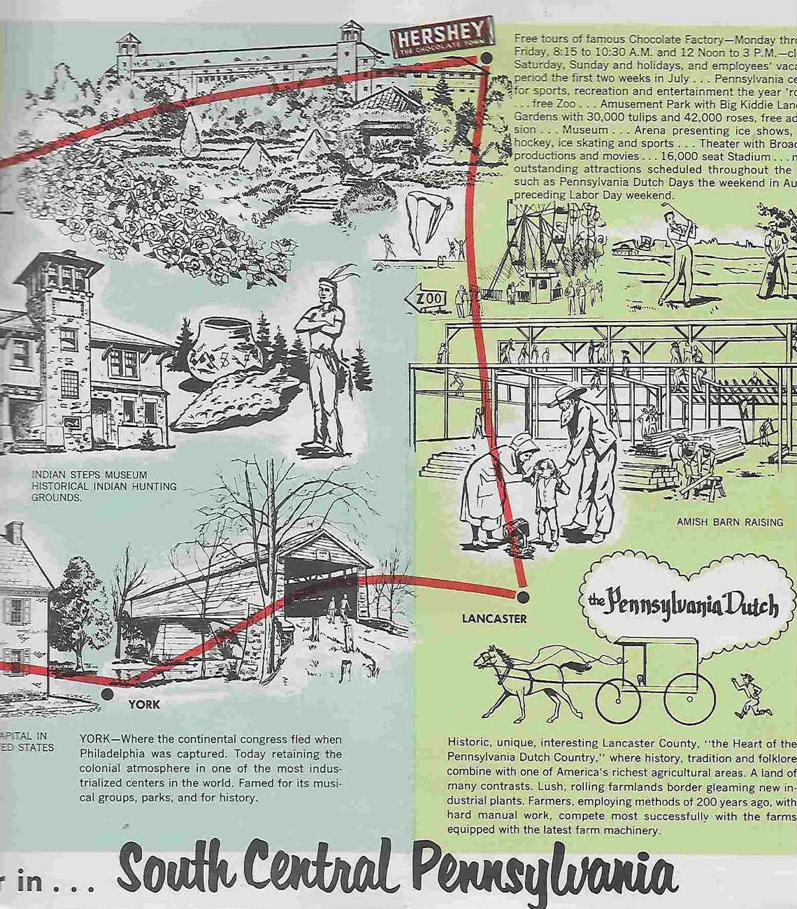 Vintage Mid-century Travel - Road Trip Brochure - Pennsylvania South ...