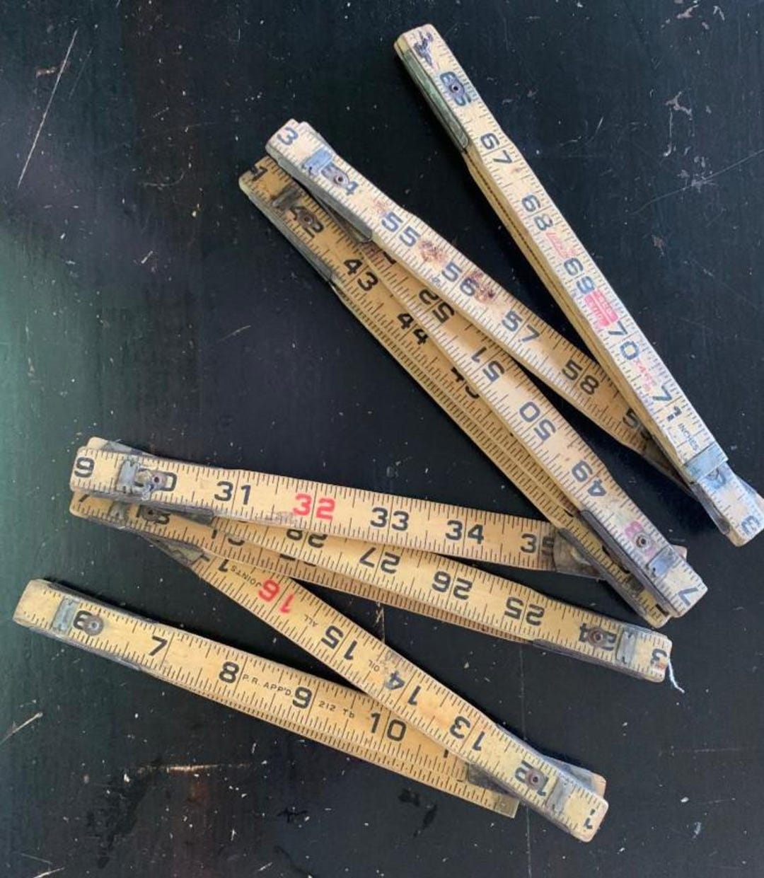 Vintage Midcentury Wood Retractable Yard Stick - Lufkin - Spring Joints ...