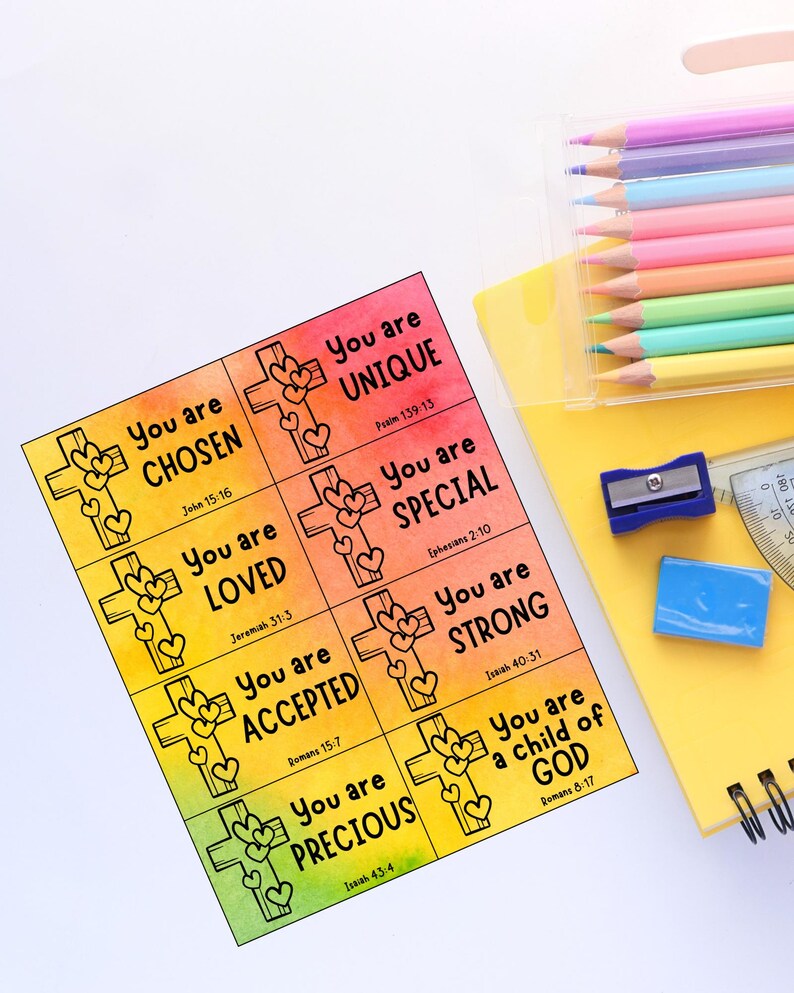 Christian Kids Affirmation Cards: Bible Verse Lunchbox Notes (digital ...