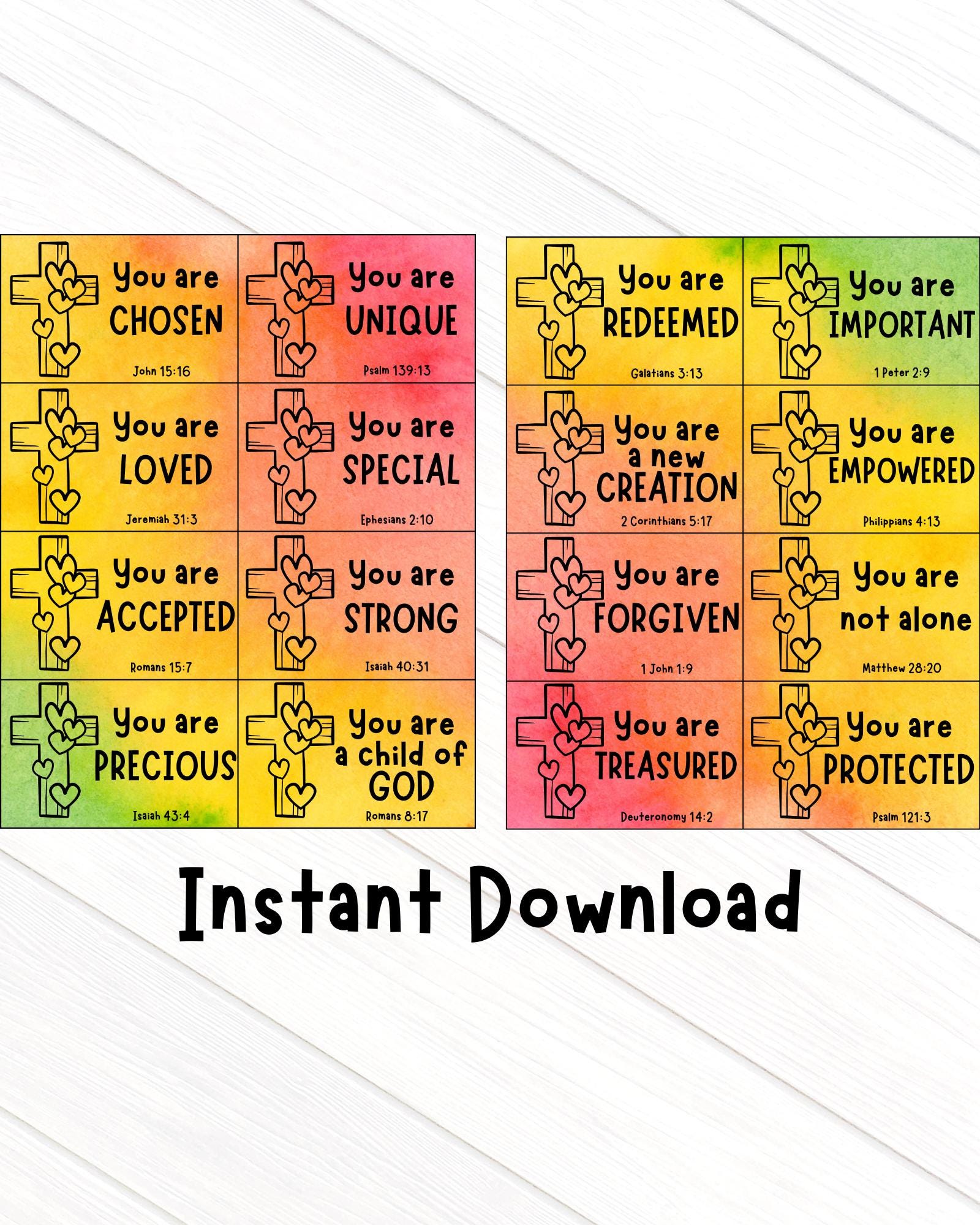 Christian Kids Affirmation Cards: Bible Verse Lunchbox Notes (digital ...