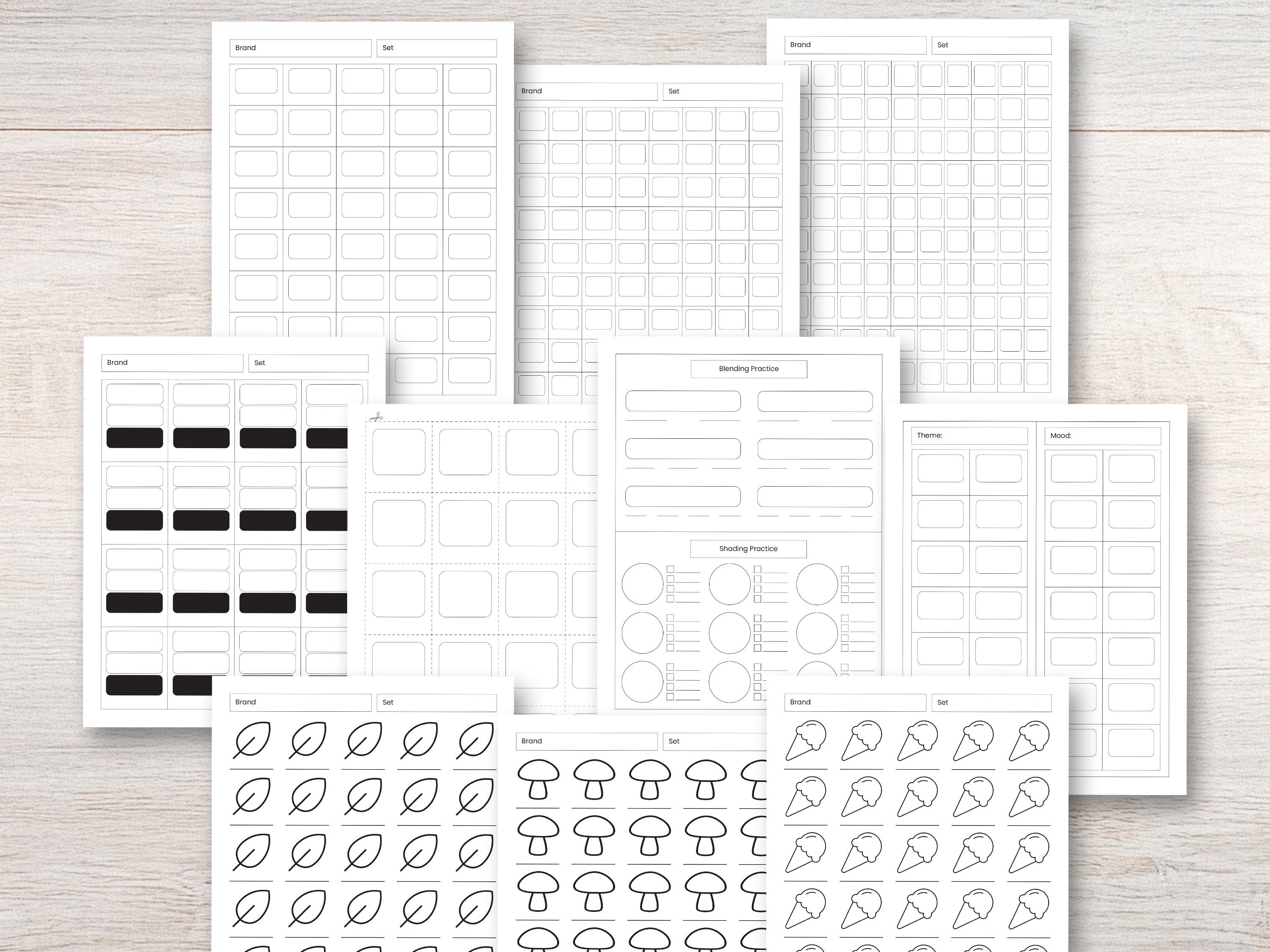 Printable Blank Color Swatch | Swatch Chart | Blending & Swatching ...