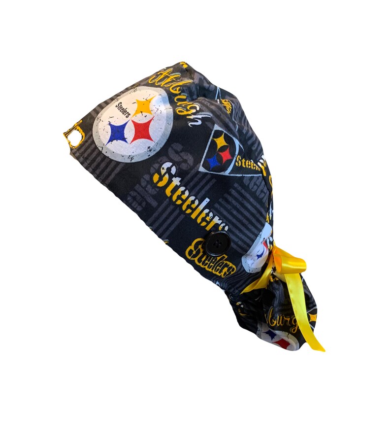 Football Steelers Ponytail Scrub Cap, Satin Lined, Pittsburg, Medical ...