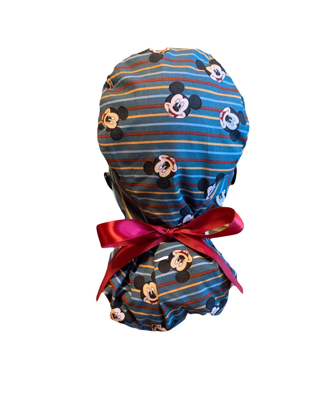 Mickey Mouse Ponytail Scrub Hat, Satin Lined, Buttons, Medical Surgical ...