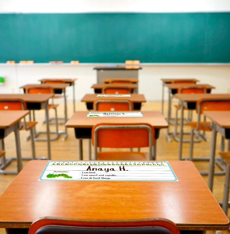 Student Name Tag Template for Desk - Alphabet, Number Line and Positive ...