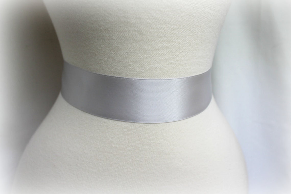 Light Silver Grey Sash Belt Double Faced Satin Ribbon Sash Bridal ...