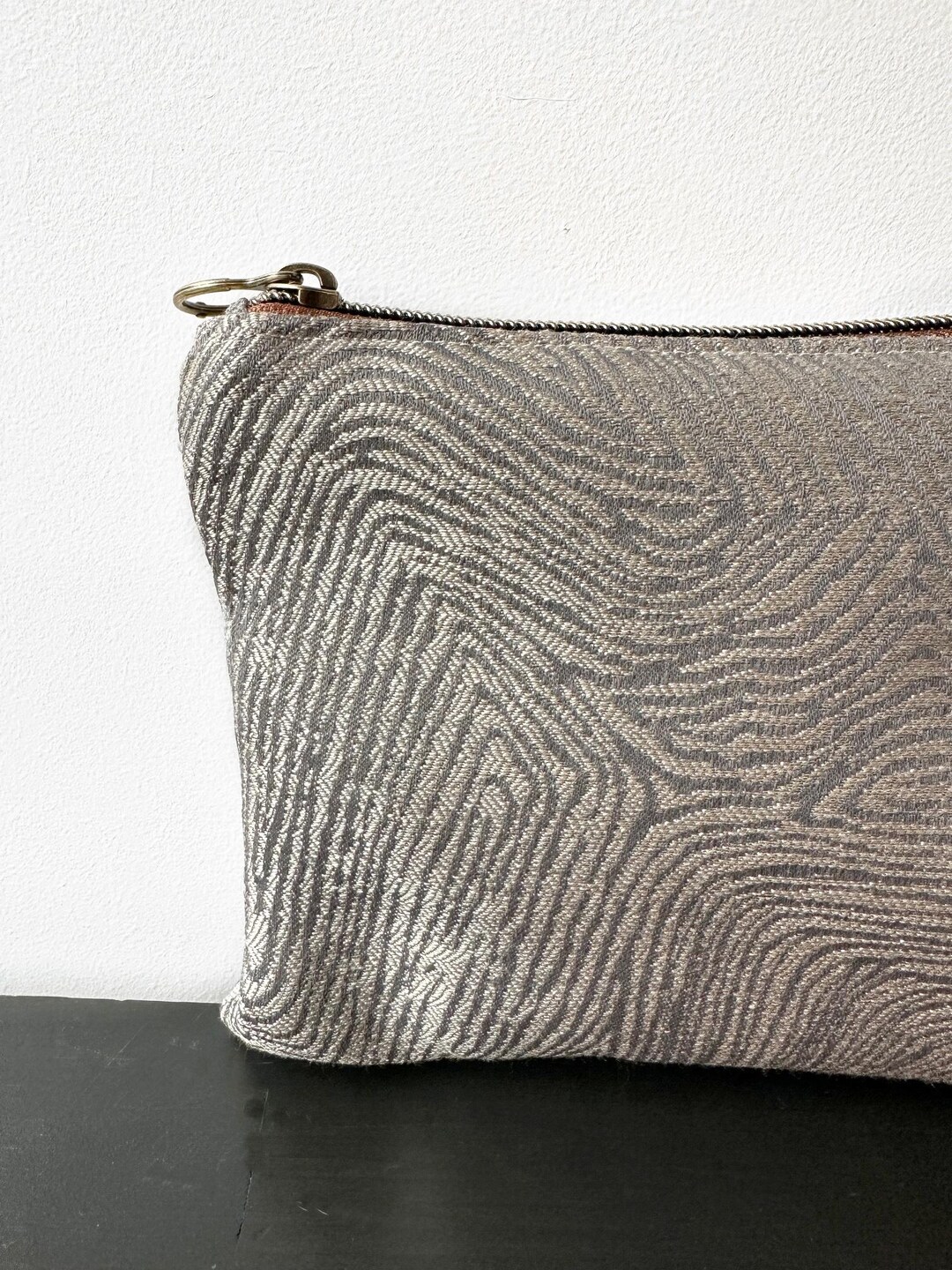 Fossil Knit Makeup Bag: Grey Abstract Cosmetic Bag - Etsy
