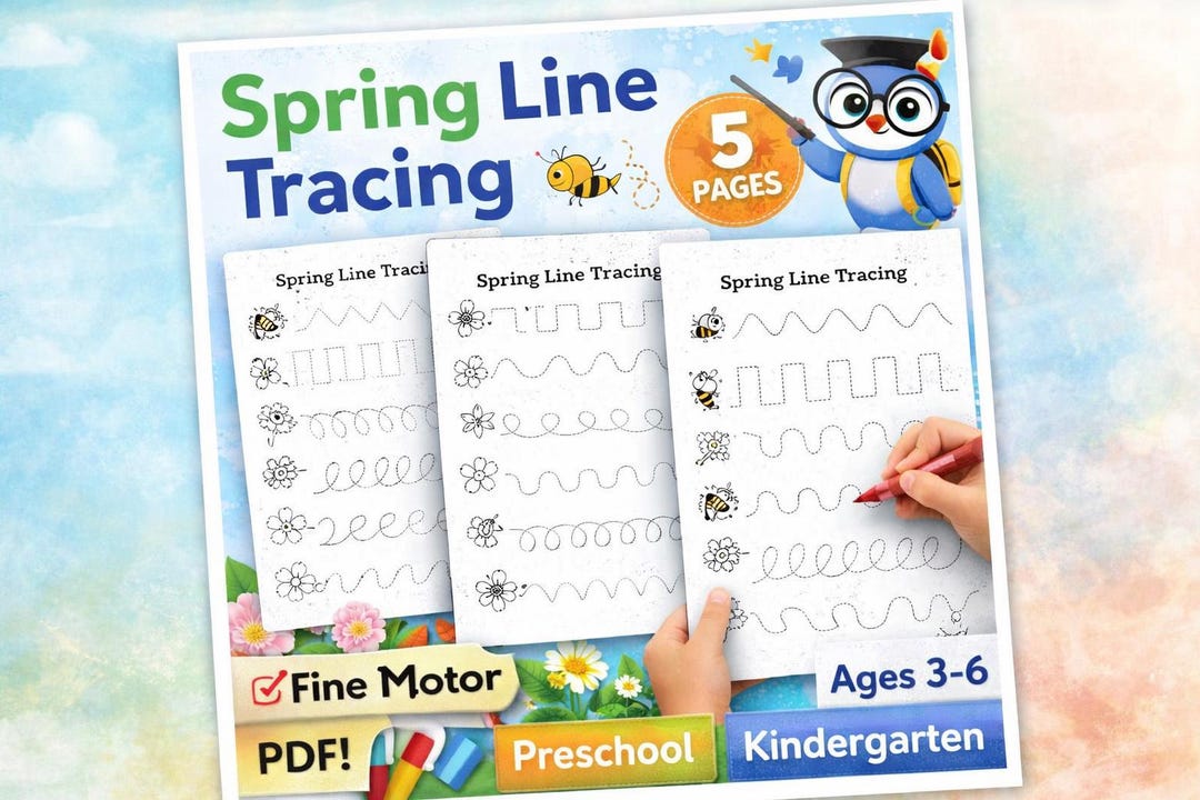 Spring Line Tracing Worksheets for Kids Ages 3–6 | Fine Motor Skills ...